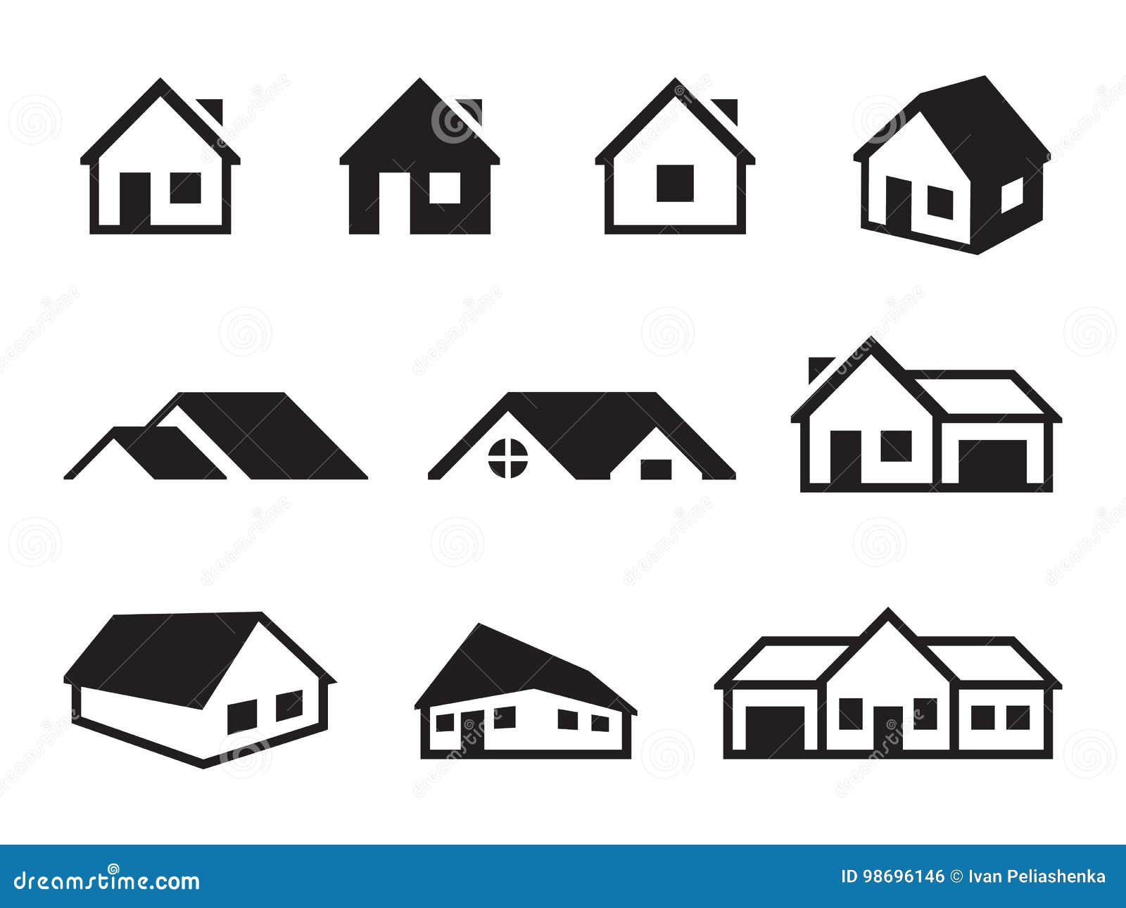 Houses icons set stock illustration. Illustration of element - 98696146