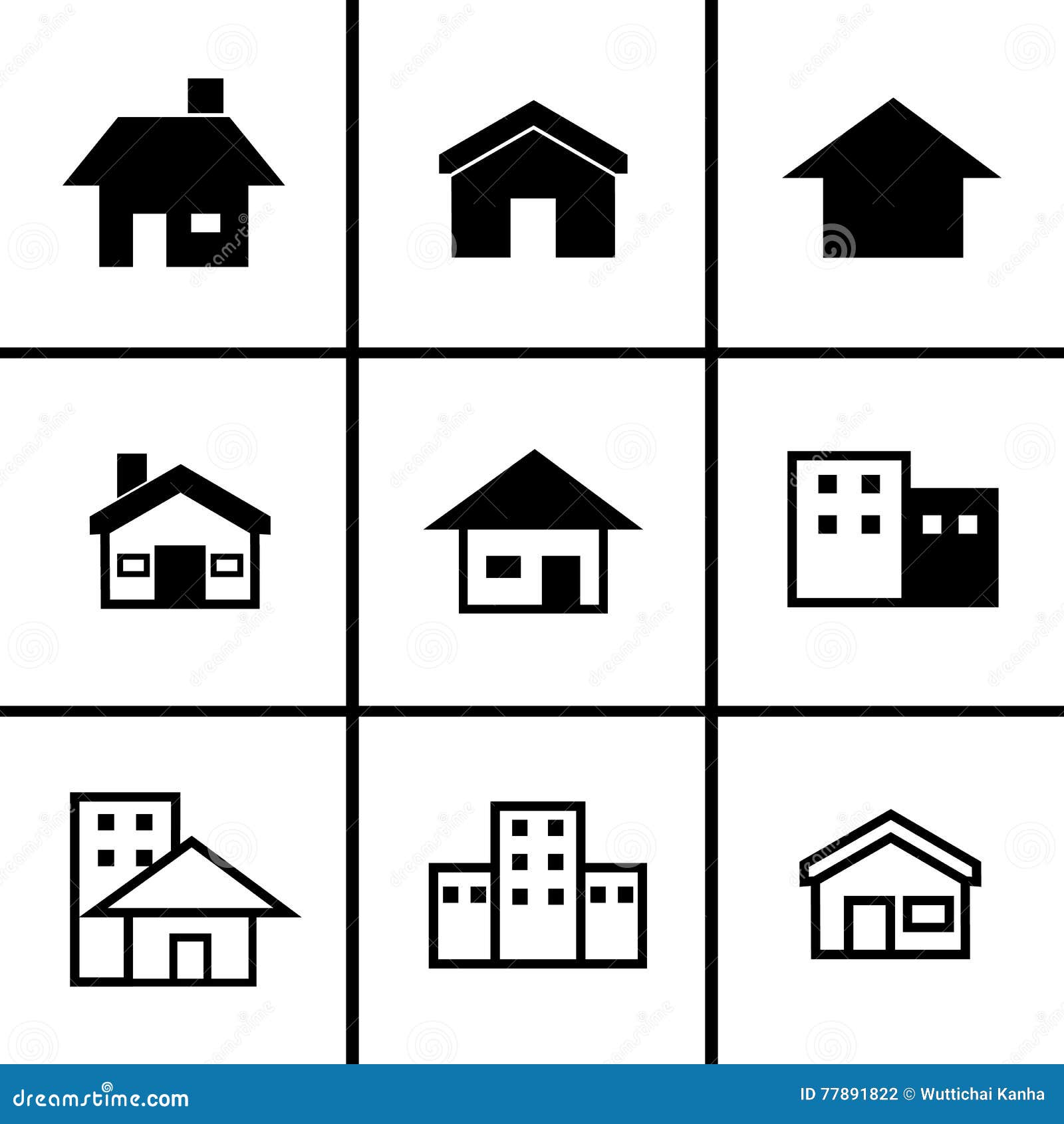 Houses 9 icons set stock vector. Illustration of collection - 77891822