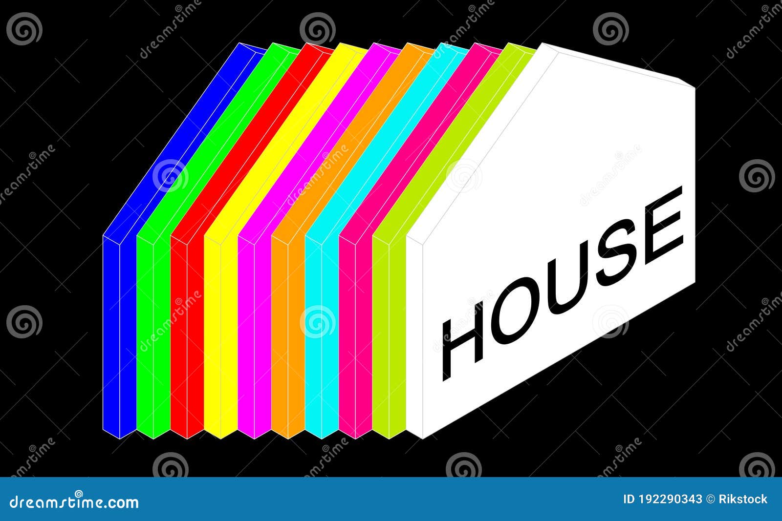 Logo House Drawn in Schematic Form, with Multicolored Linear Elements ...