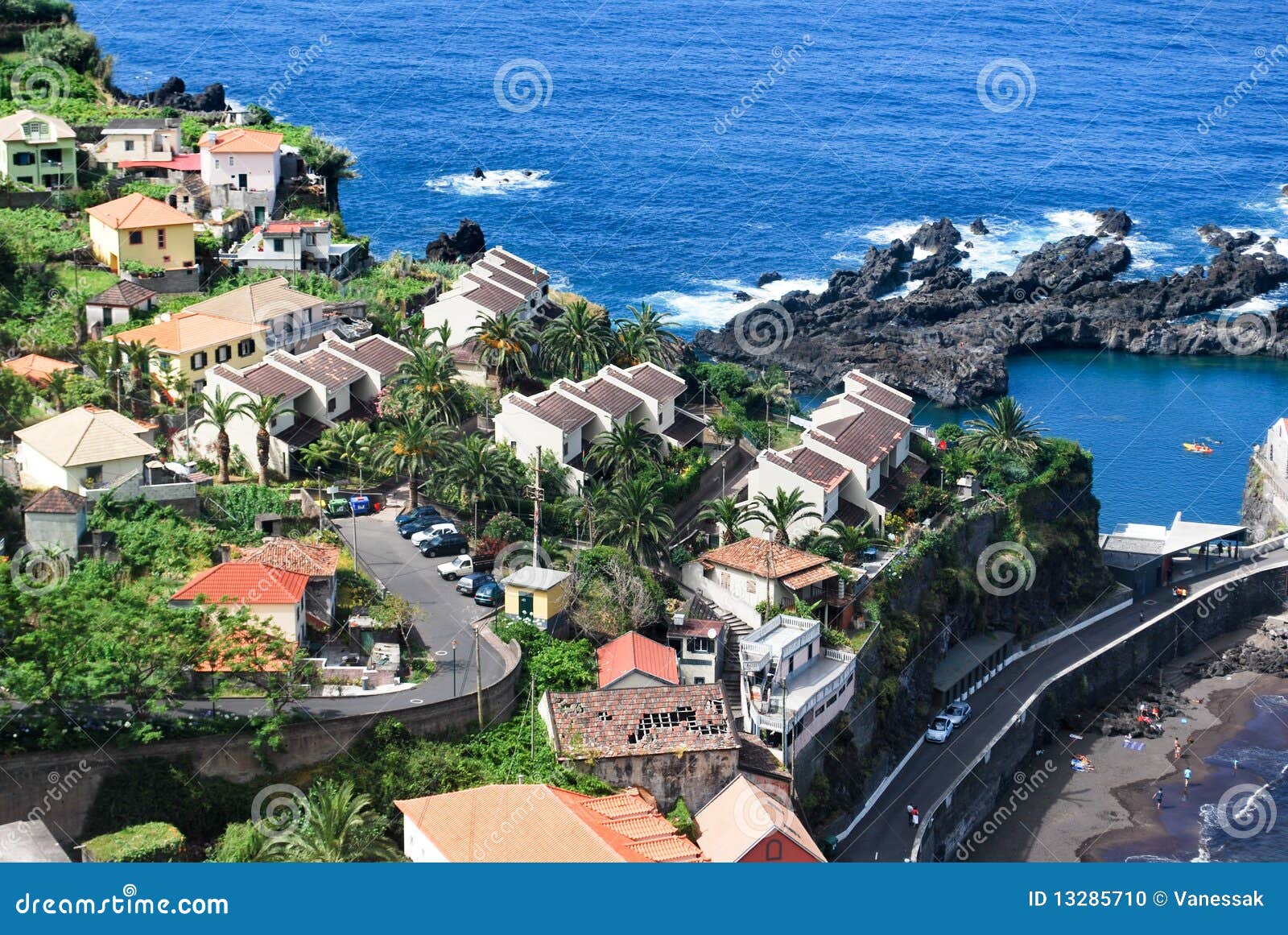 Porto Moniz, Madeira - Natural Swimming Pools And White Clouds. Stock ...