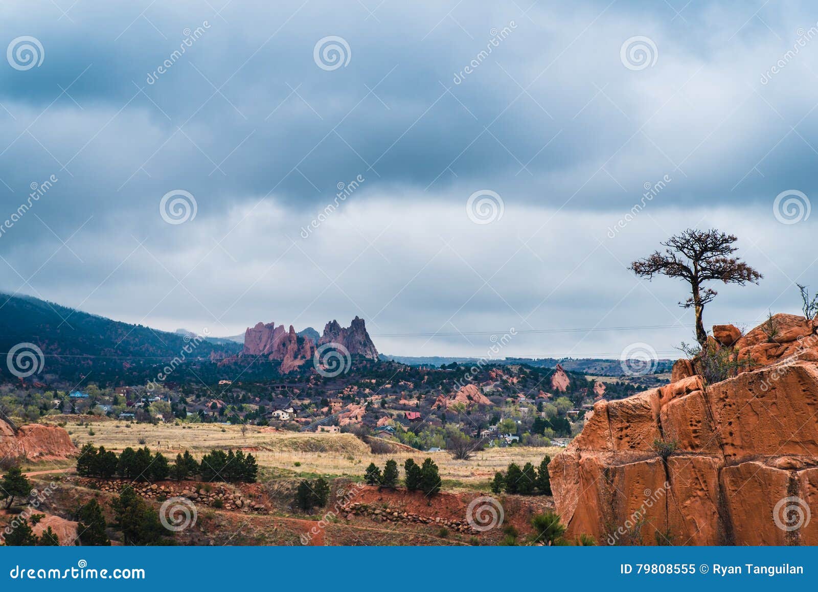 Houses within Red Rock Formations. Stock Image - Image of orange ...
