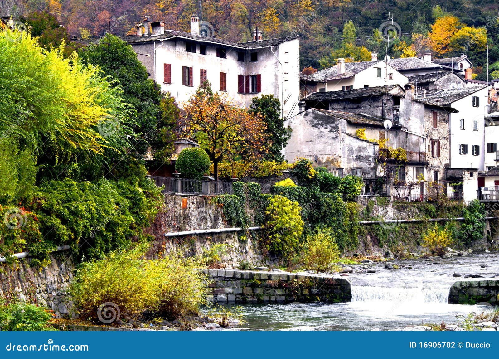 Houses on the river stock photo. Image of stream, river - 16906702