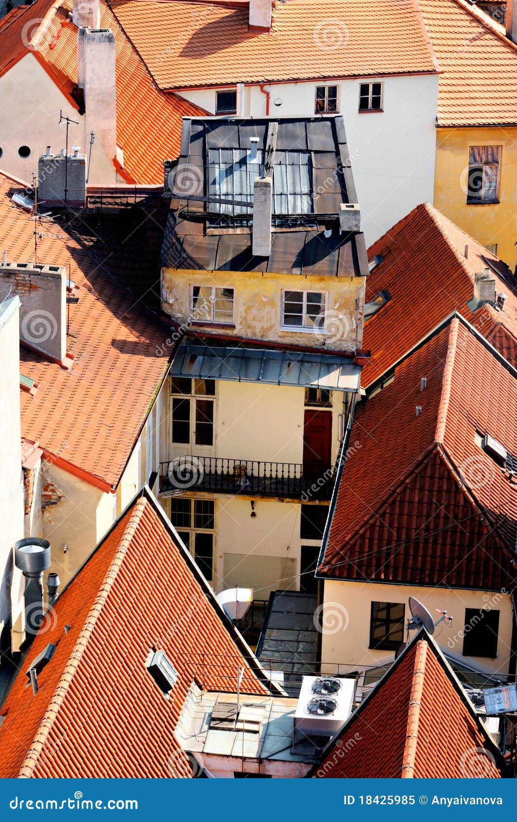 Houses and Rooftops of Old Town, Prague Stock Image - Image of vertical ...
