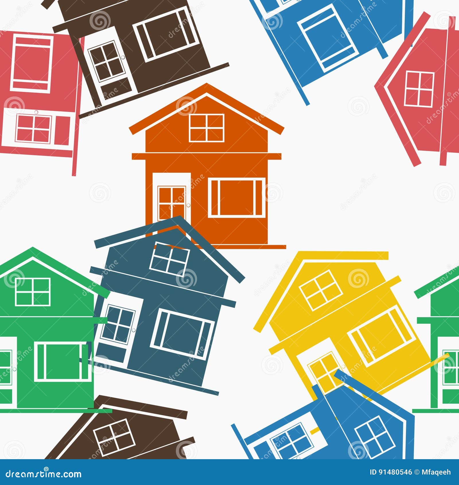 Flat Colorful Houses Vector Seamless Pattern Stock Vector ...