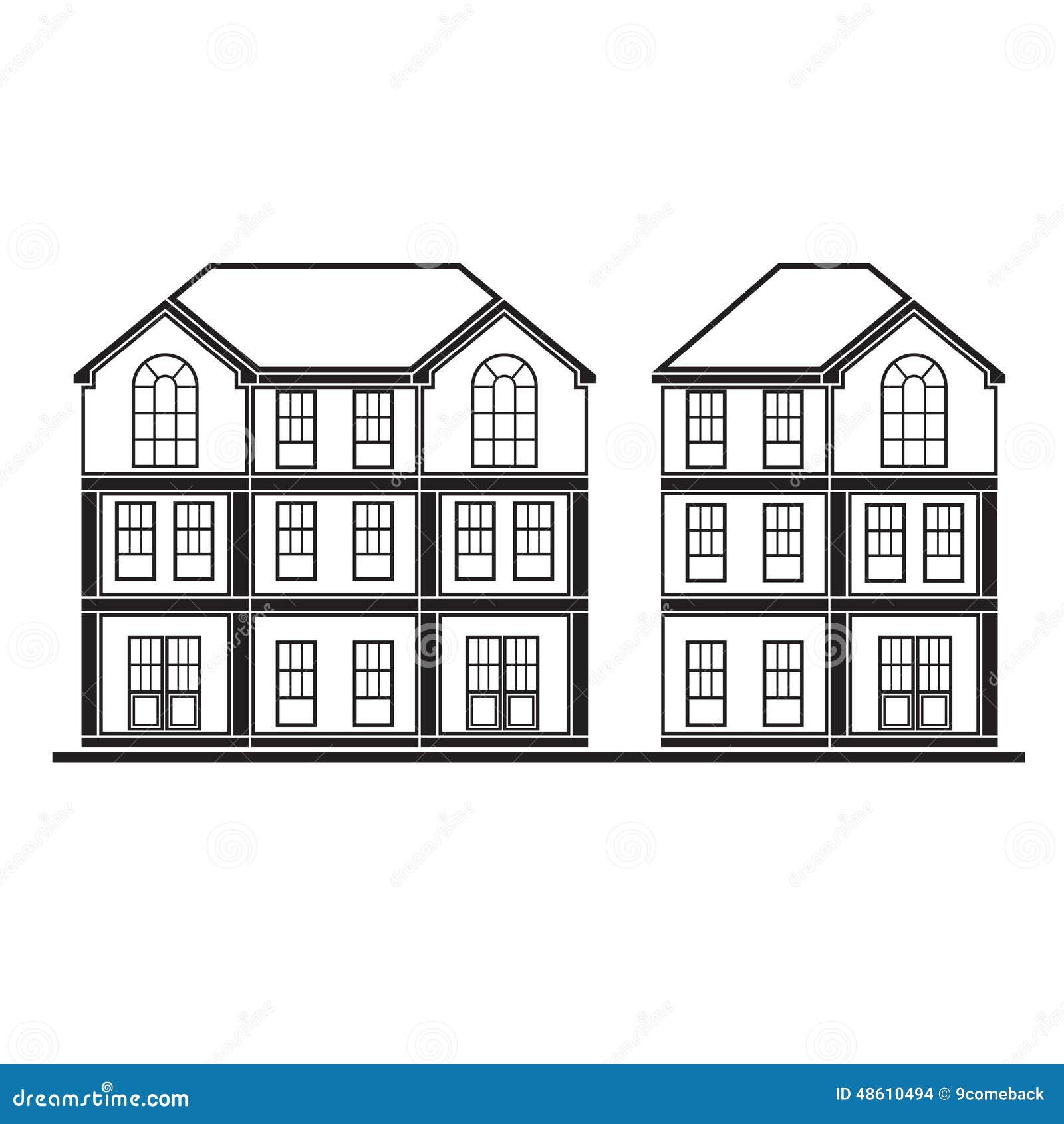 Houses stock vector. Illustration of silhouette, real - 48610494