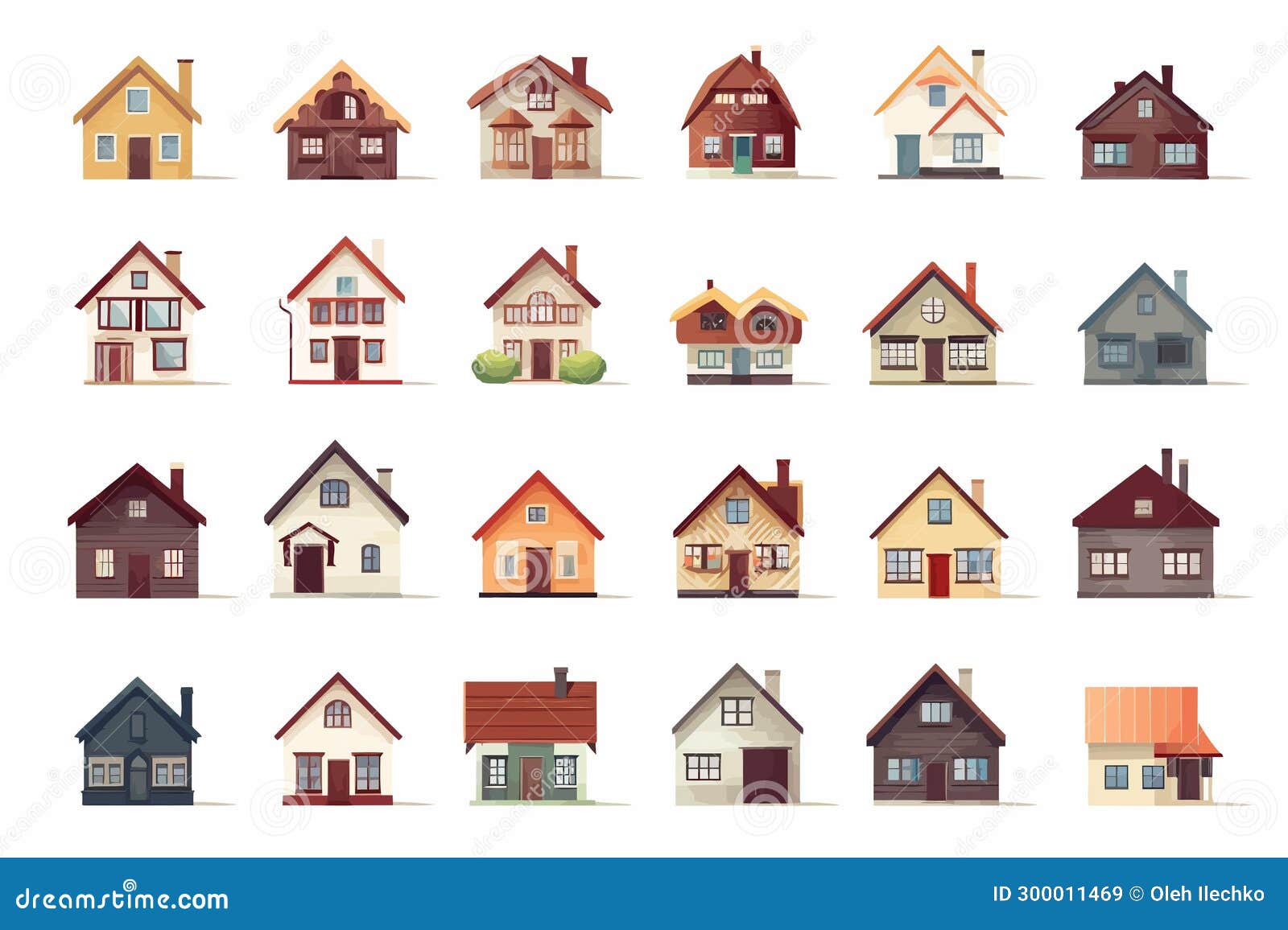 Houses Set Isolated Vector Style Illustration Stock Vector ...