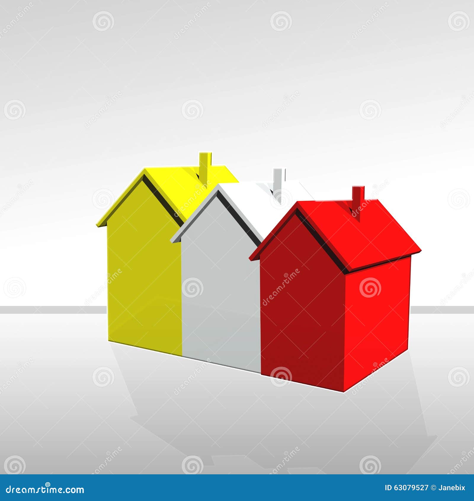 The houses stock illustration. Illustration of roof, three - 63079527