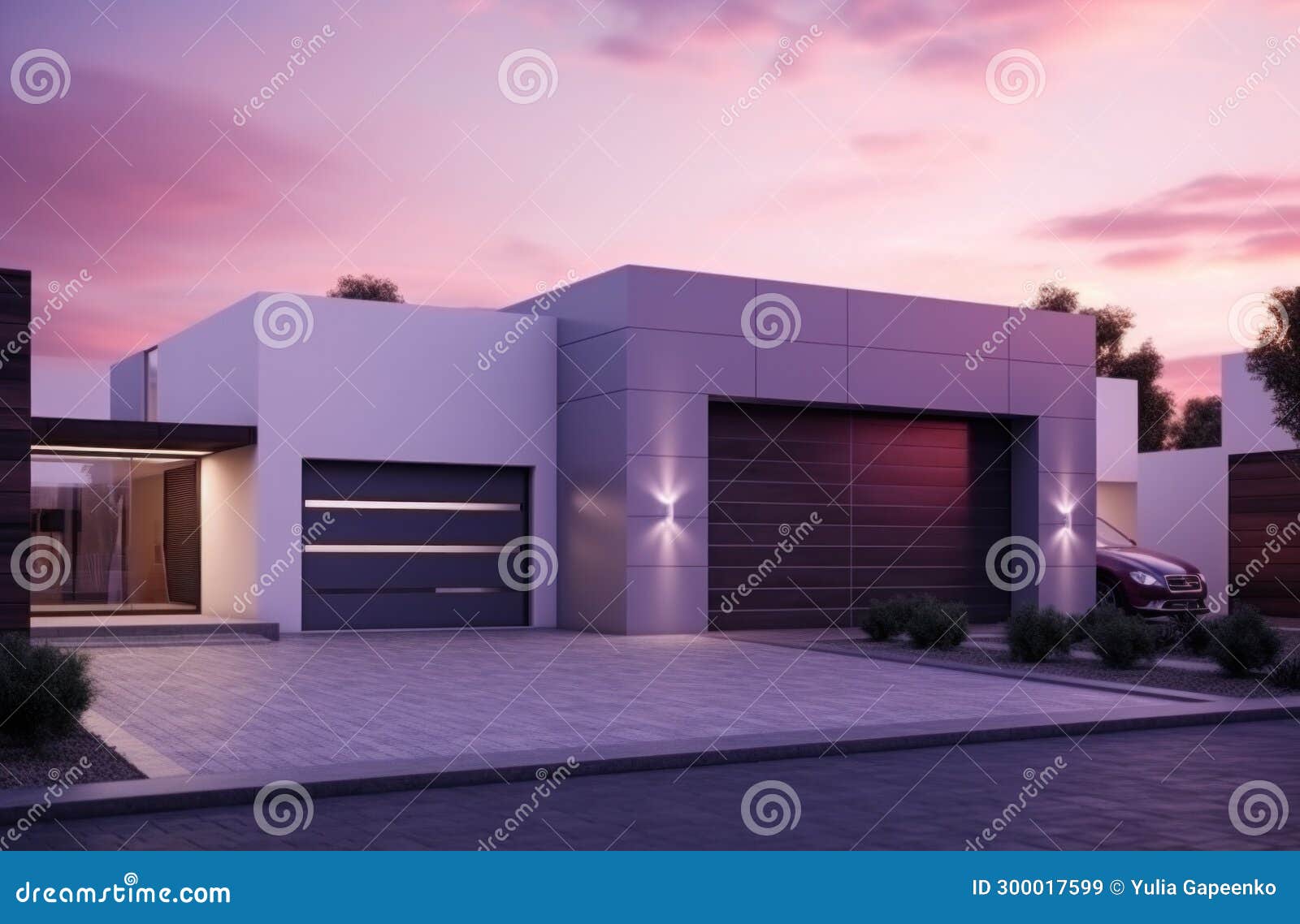 Houses with Two Car Garages on the Road Stock Image - Image of real ...
