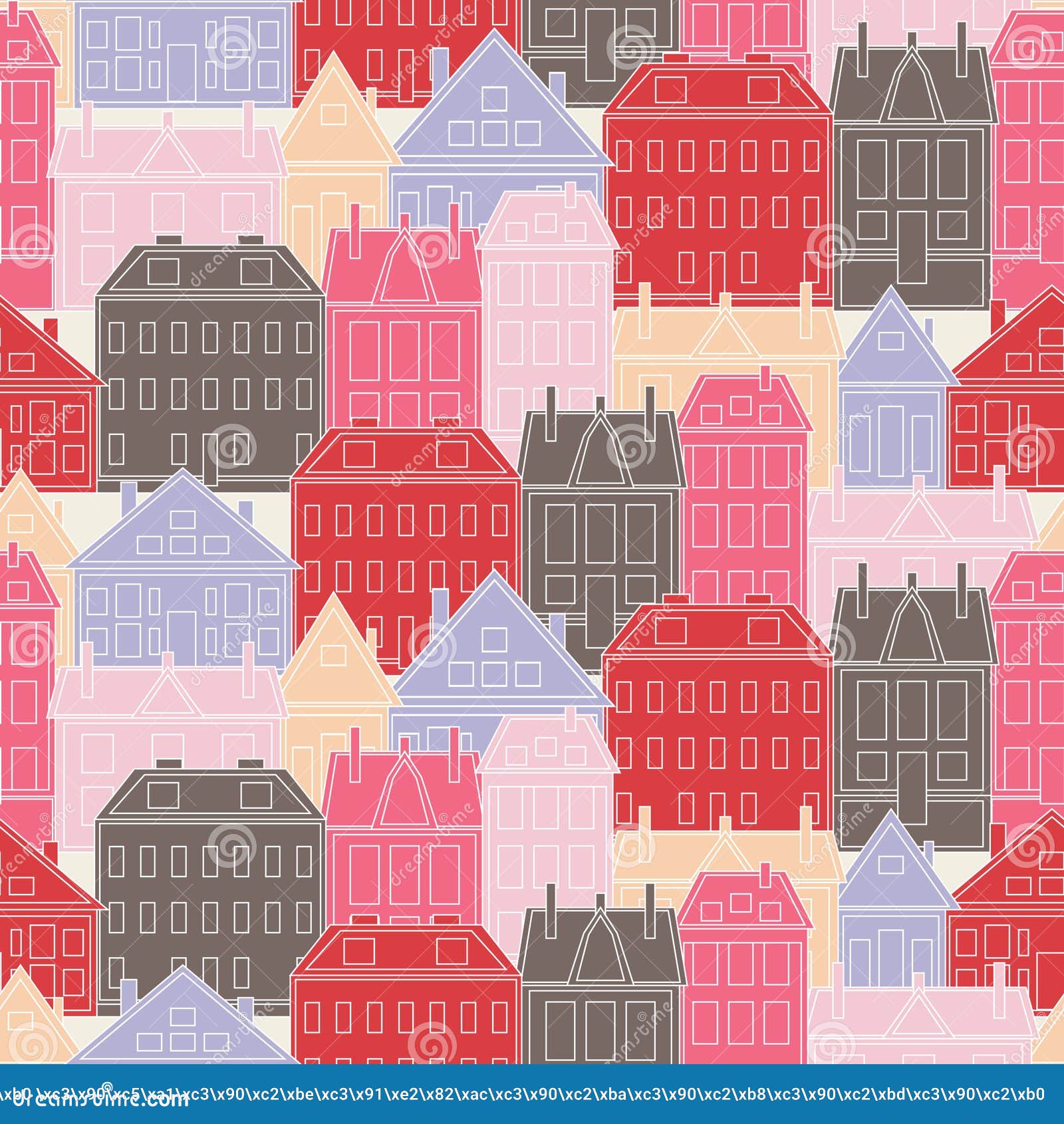 Houses Vector Seamless Pattern Vintage Stock Vector - Illustration of ...