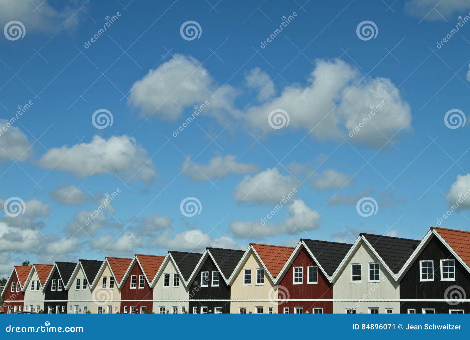 Houses in a Village in Denmark Stock Image - Image of cloud, building ...