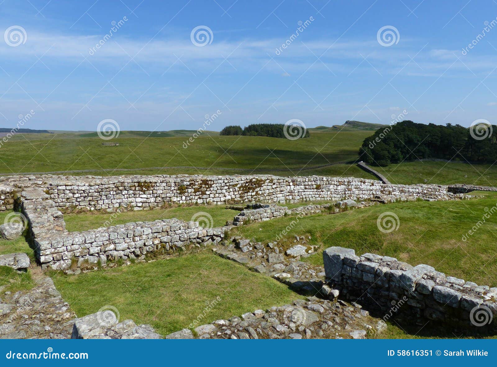 Housesteads Fort and Hadrian S Wall Stock Image - Image of archaeology ...