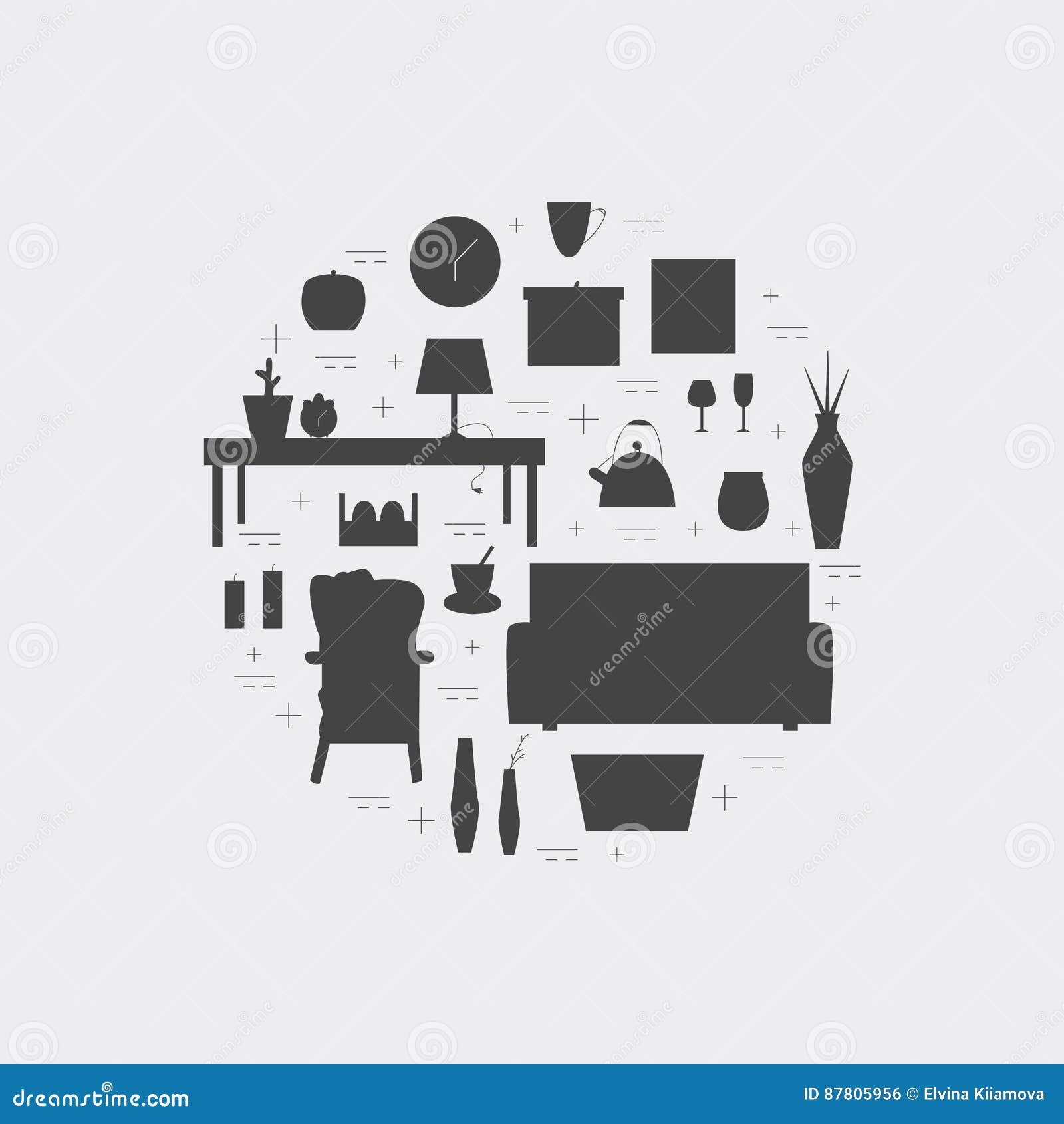 Houseware vector elements. stock vector. Illustration of collection ...