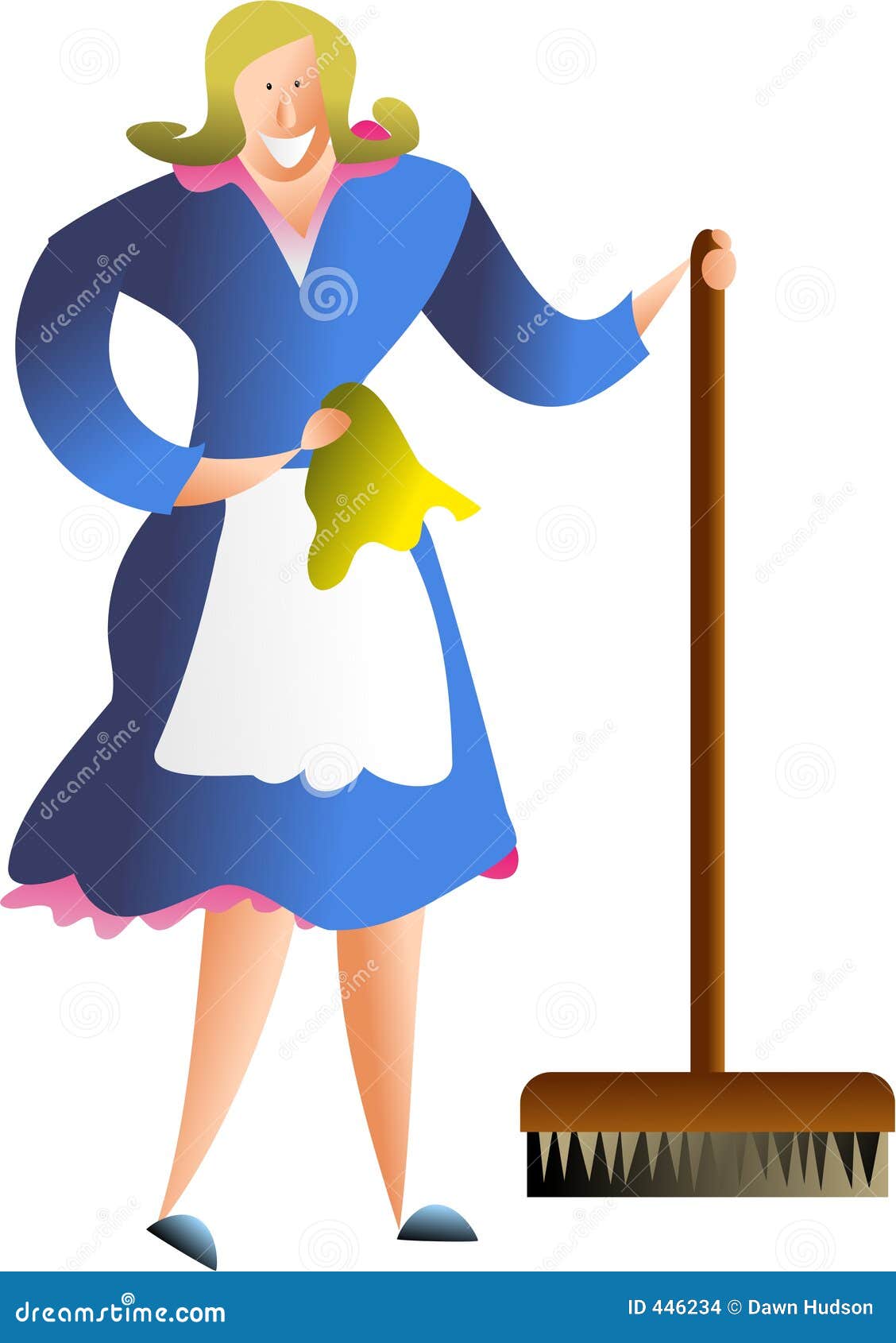 Happy Cleaner Sweeping Dust With A Broom Cartoon Vector | CartoonDealer ...
