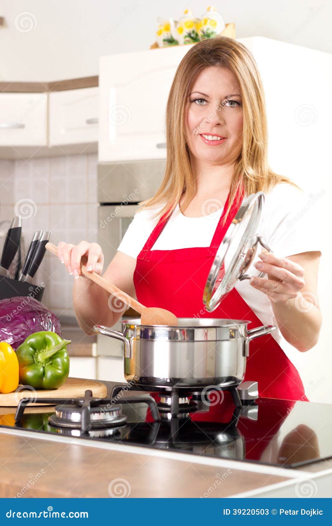 Housewife Cooking in the Kitchen Stock Image - Image of domestic ...