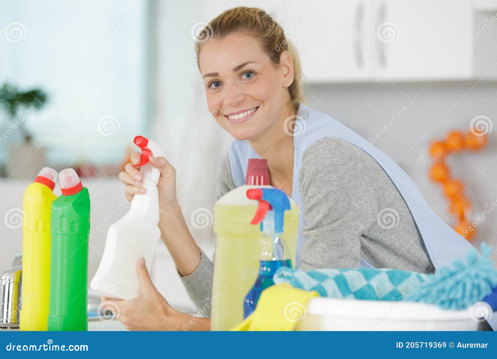 Housewife doing housework stock image. Image of hygiene - 205719369