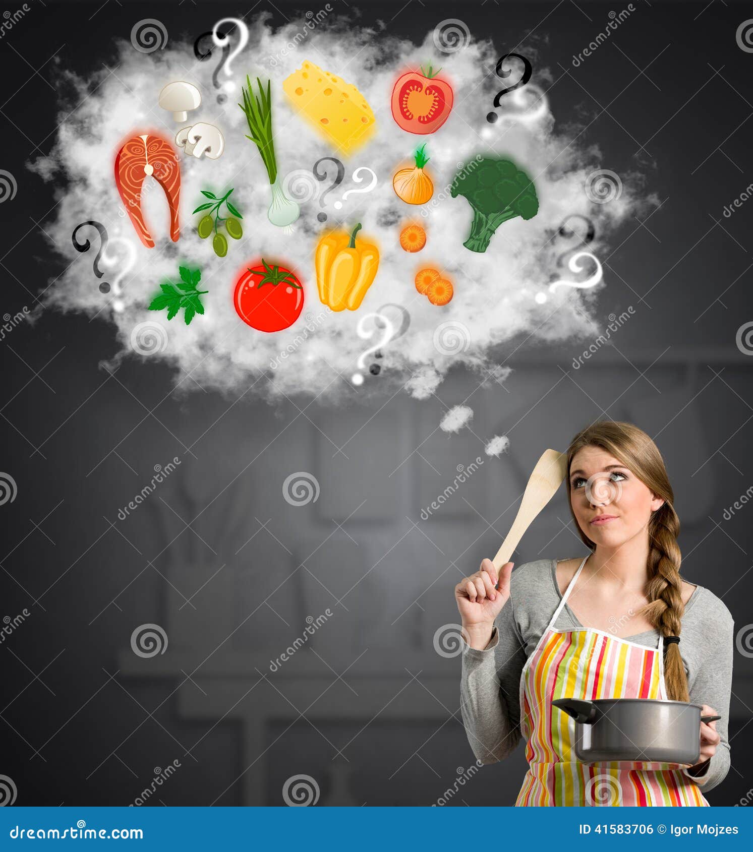 Housewife thinking stock photo. Image of ingredients - 41583706