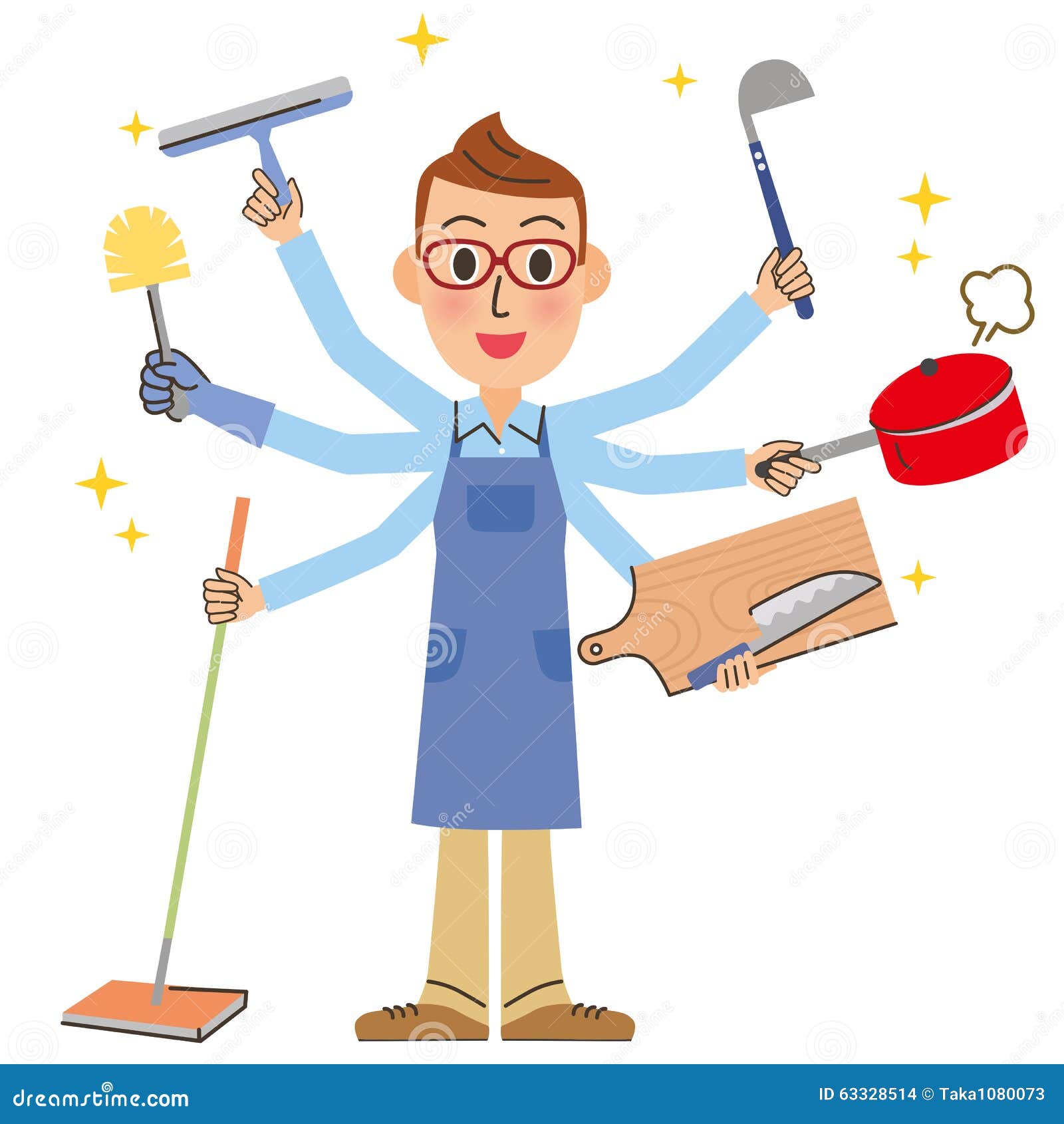 Housework and husband stock vector. Illustration of cool - 63328514