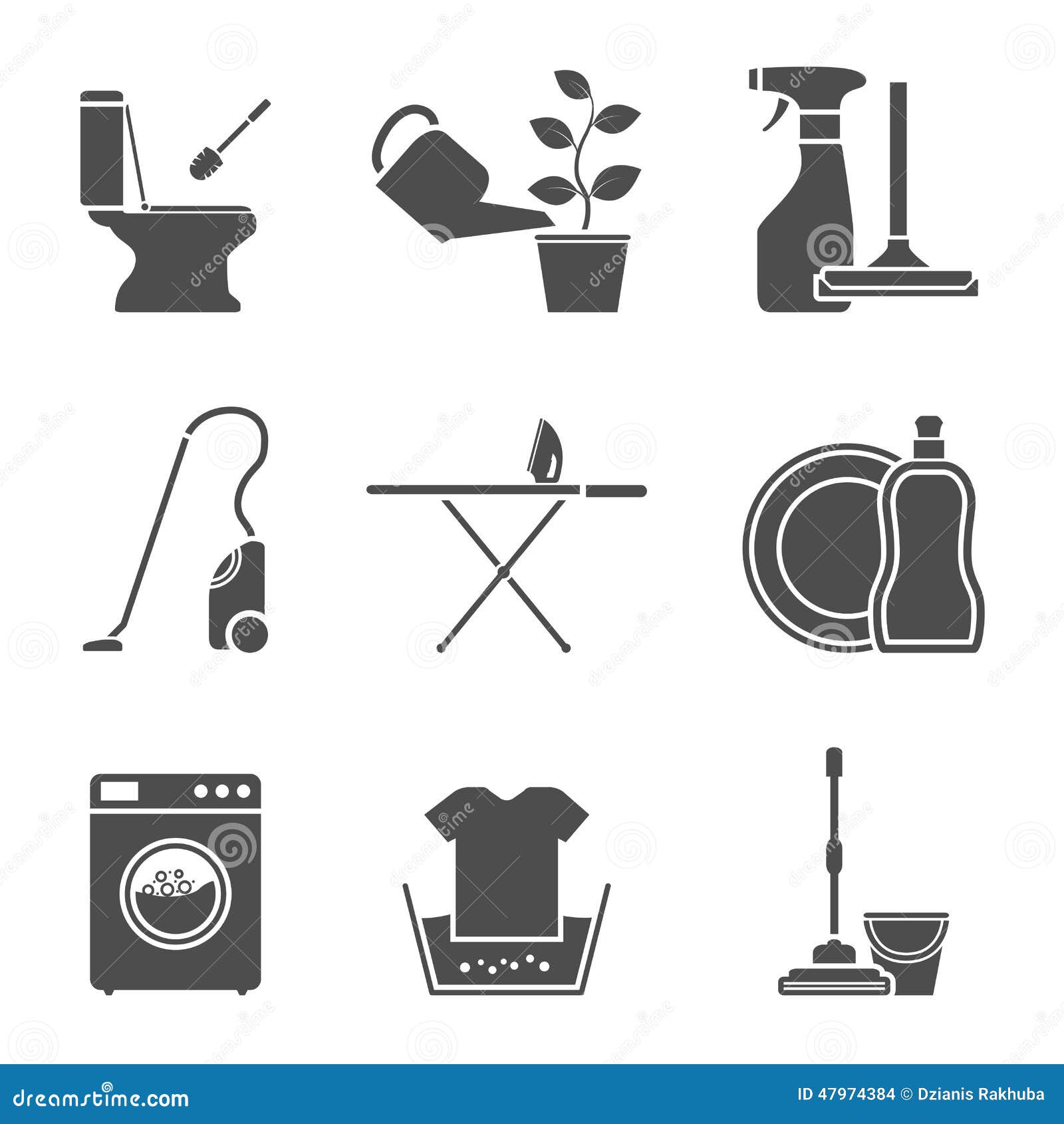 Housework icons stock vector. Illustration of dust, housekeeping - 47974384