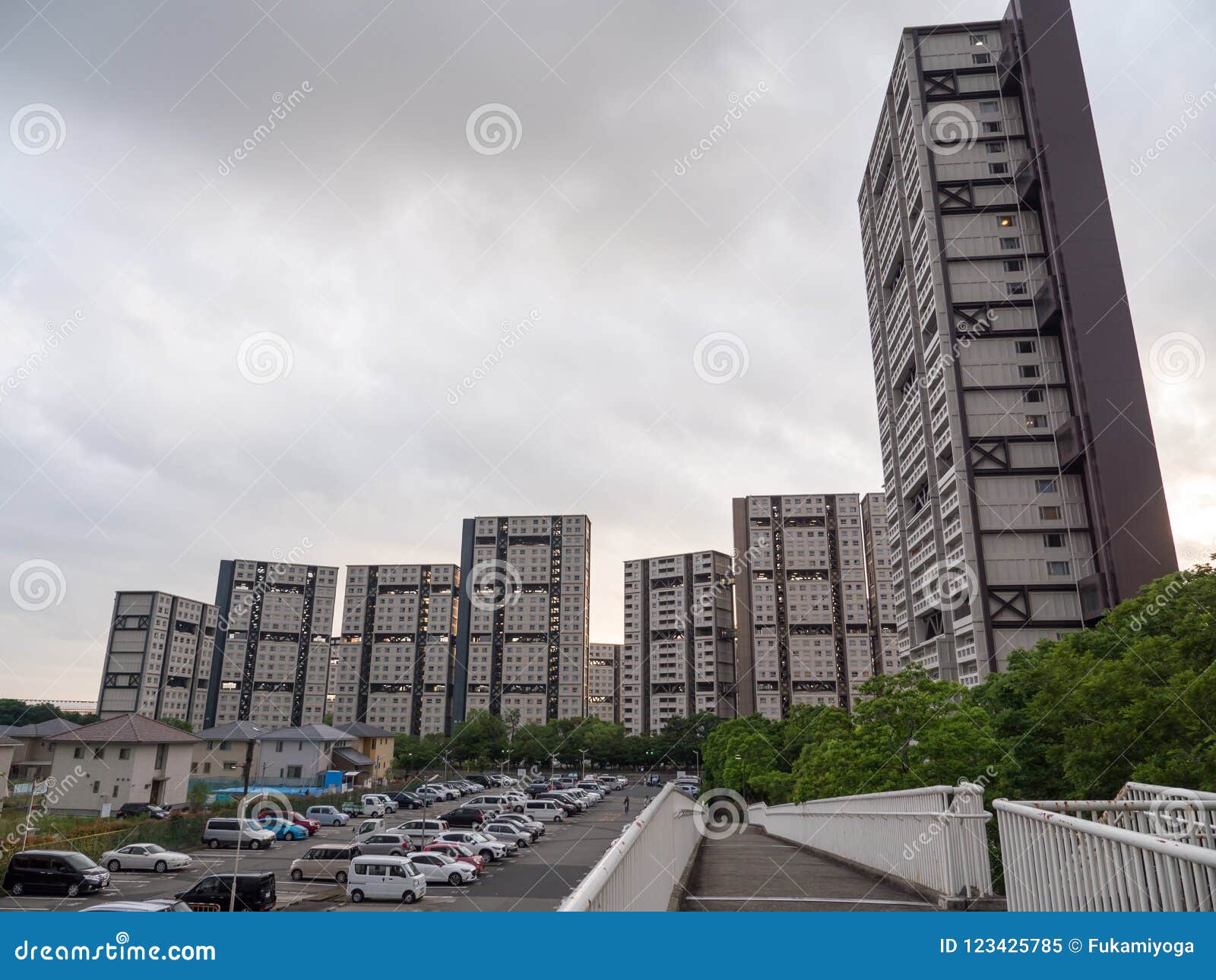 Housing complex in Japan editorial image. Image of scene - 123425785