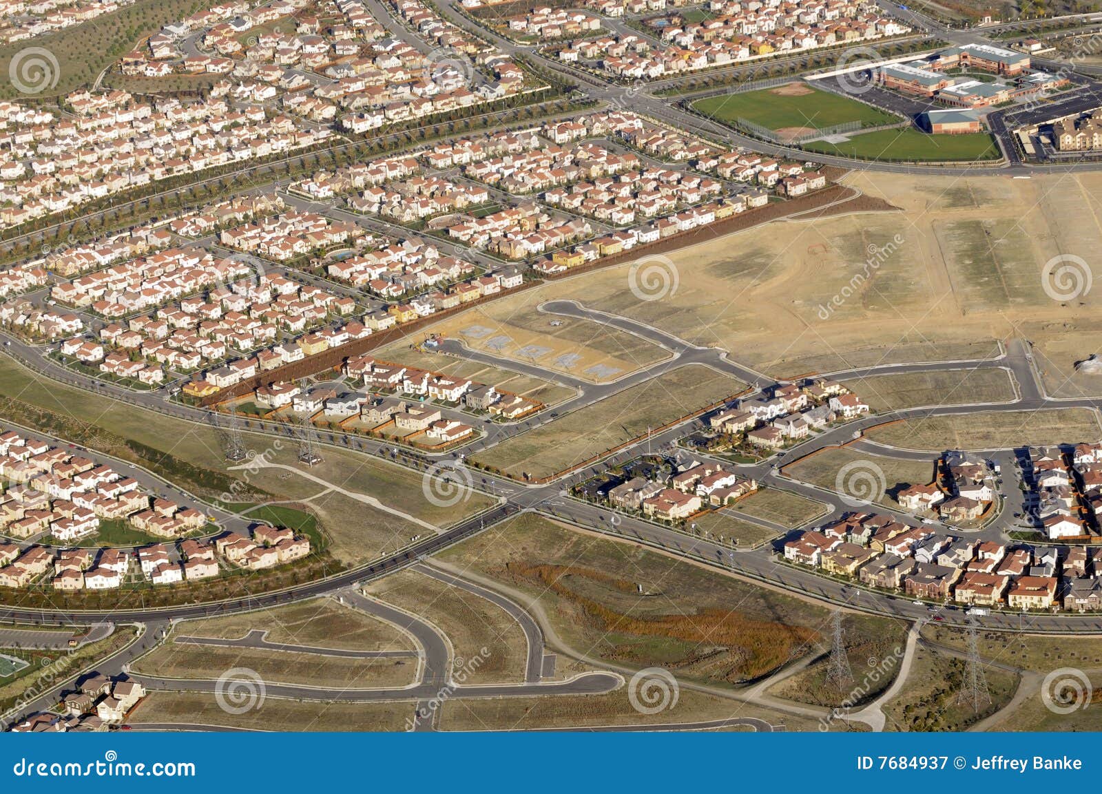 Housing Development from the Air Stock Image - Image of sprawling ...
