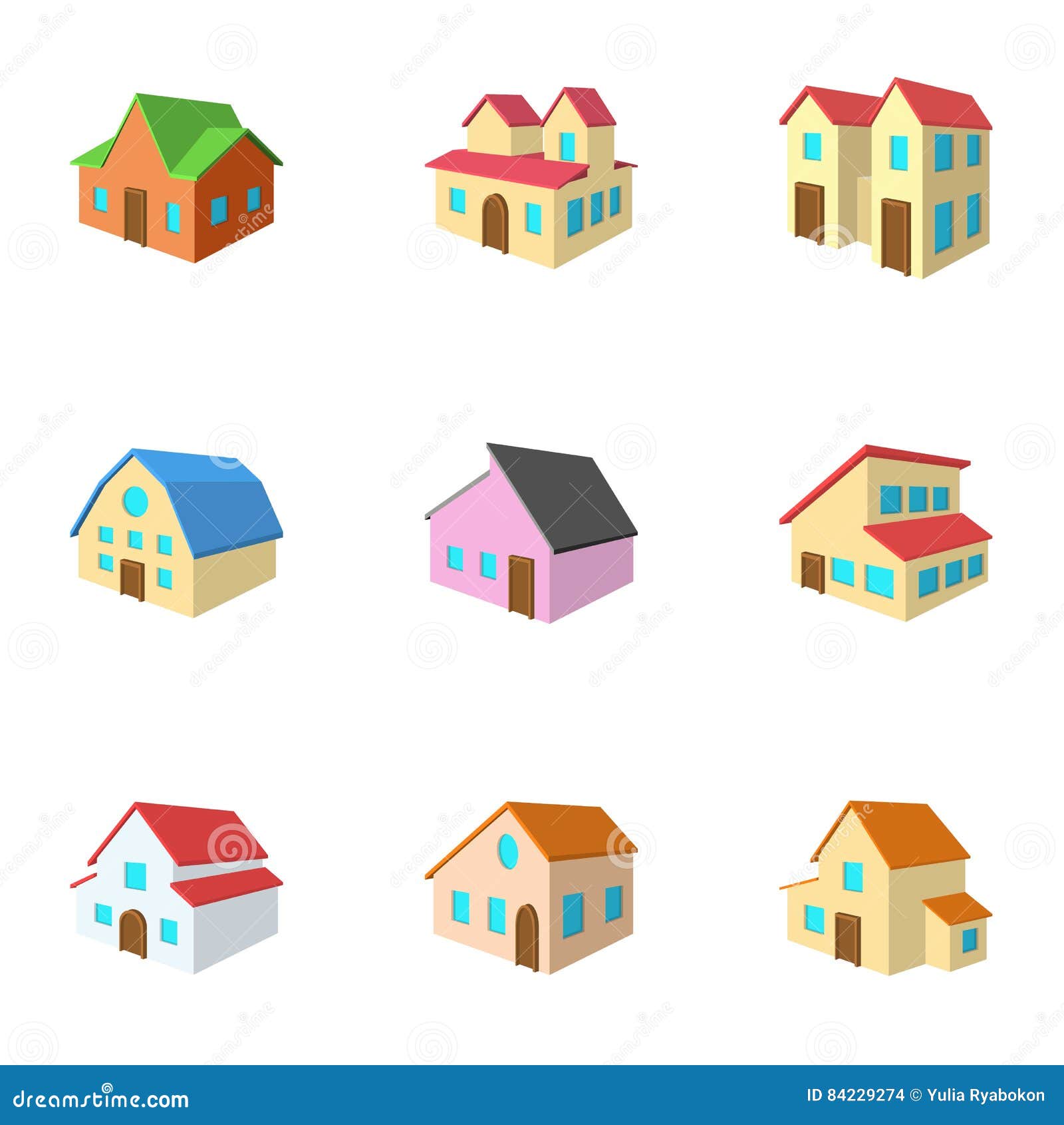 Housing Icons Set, Cartoon Style Stock Vector - Illustration of ...