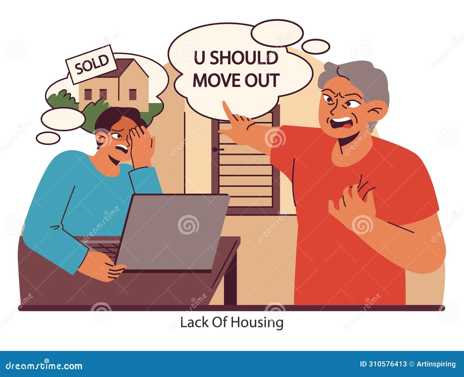 Housing Instability Issue. Flat Vector Illustration Stock Illustration ...