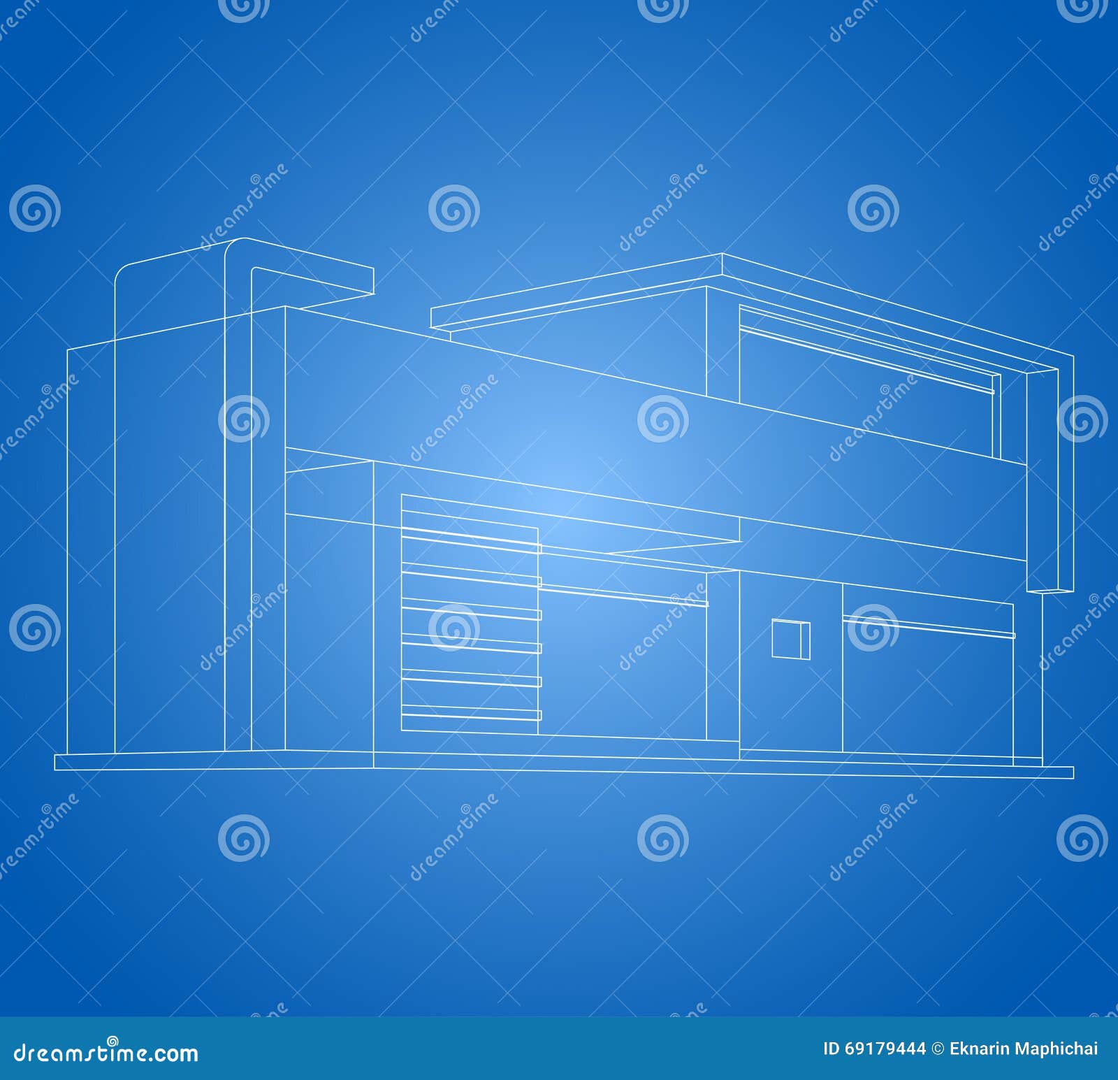 Housing Model Wireframe Scene Stock Illustration - Illustration of ...