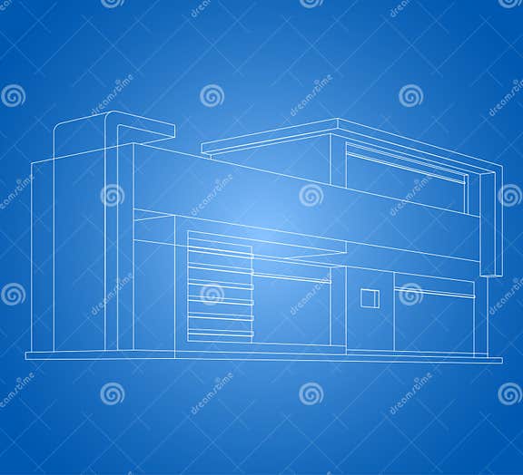 Housing Model Wireframe Scene Stock Illustration - Illustration of ...