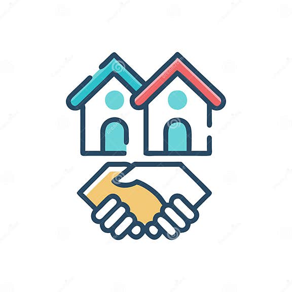 Housing Partnership Icon for Community Development Stock Illustration ...