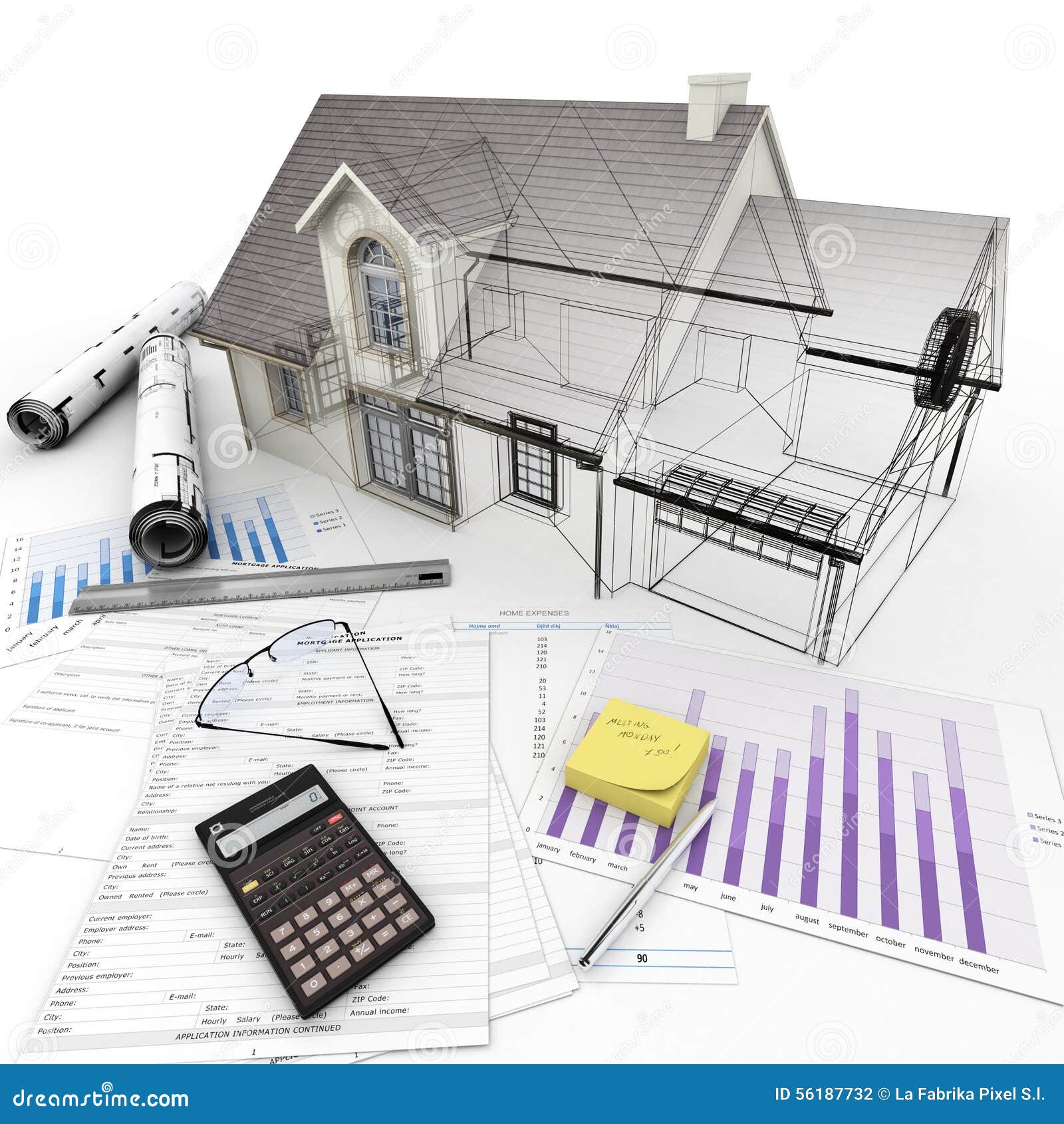 Housing project process stock illustration. Illustration of building ...