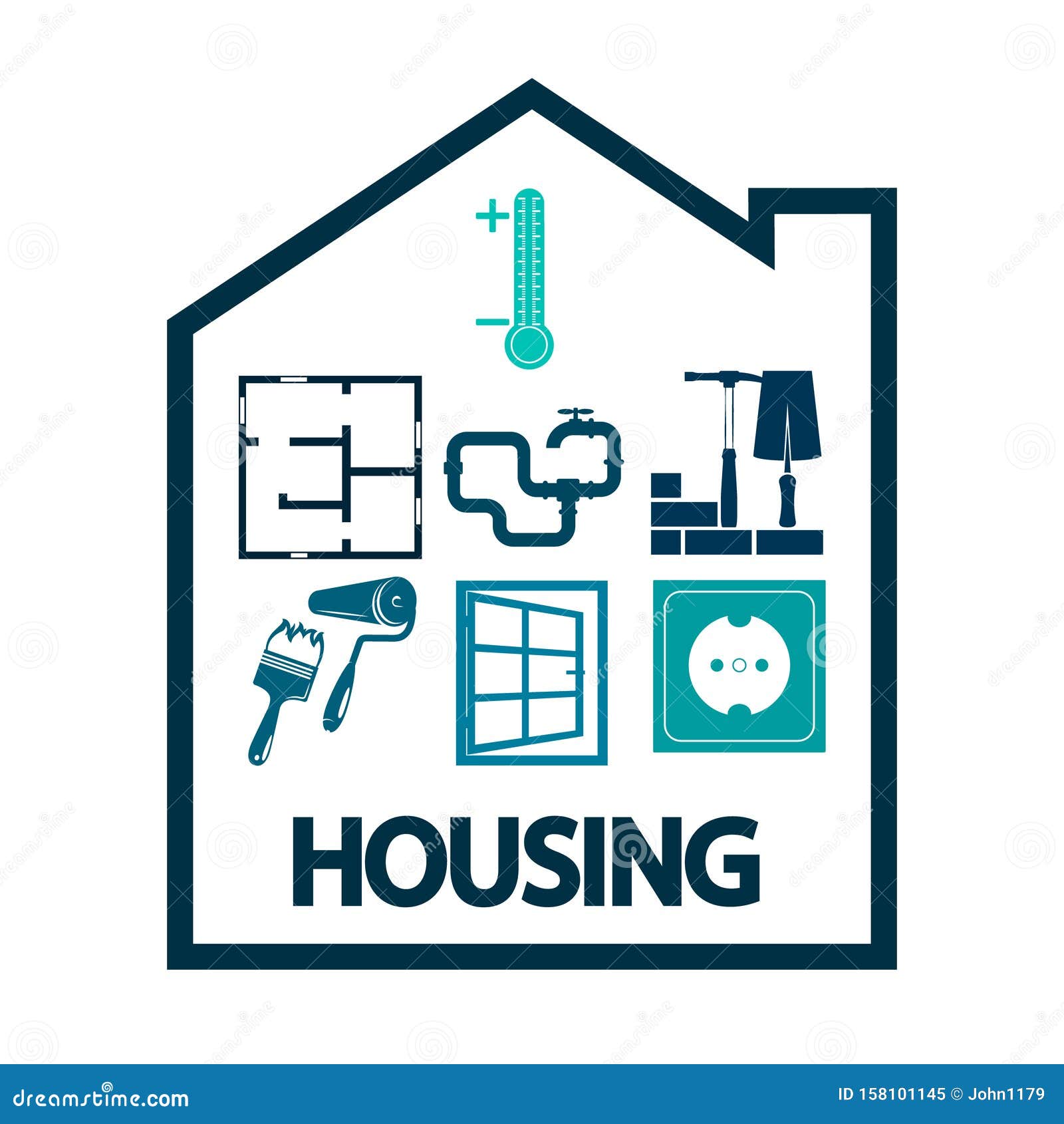 Housing Repair and Maintenance Symbol Stock Illustration - Illustration ...