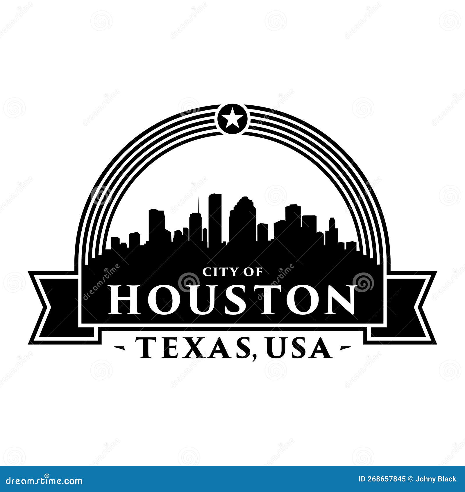 Houston City Skyline Silhouette Vector Logo Illustration Stock Vector ...