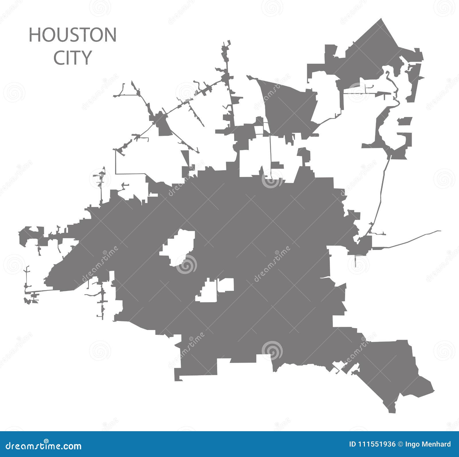 Houston City Map Grey Illustration Silhouette Shape Stock Vector ...