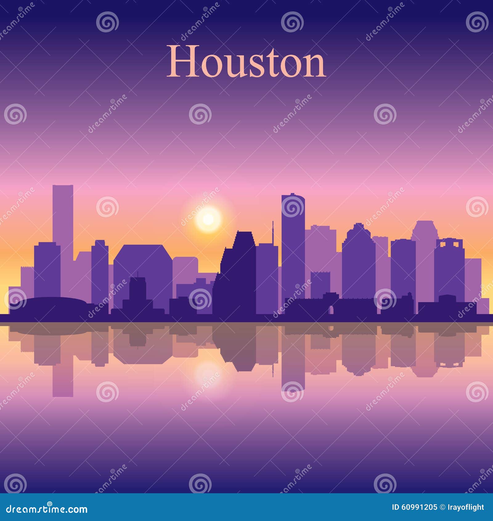 Houston City Skyline And Landmarks Silhouette, Black And White Design ...