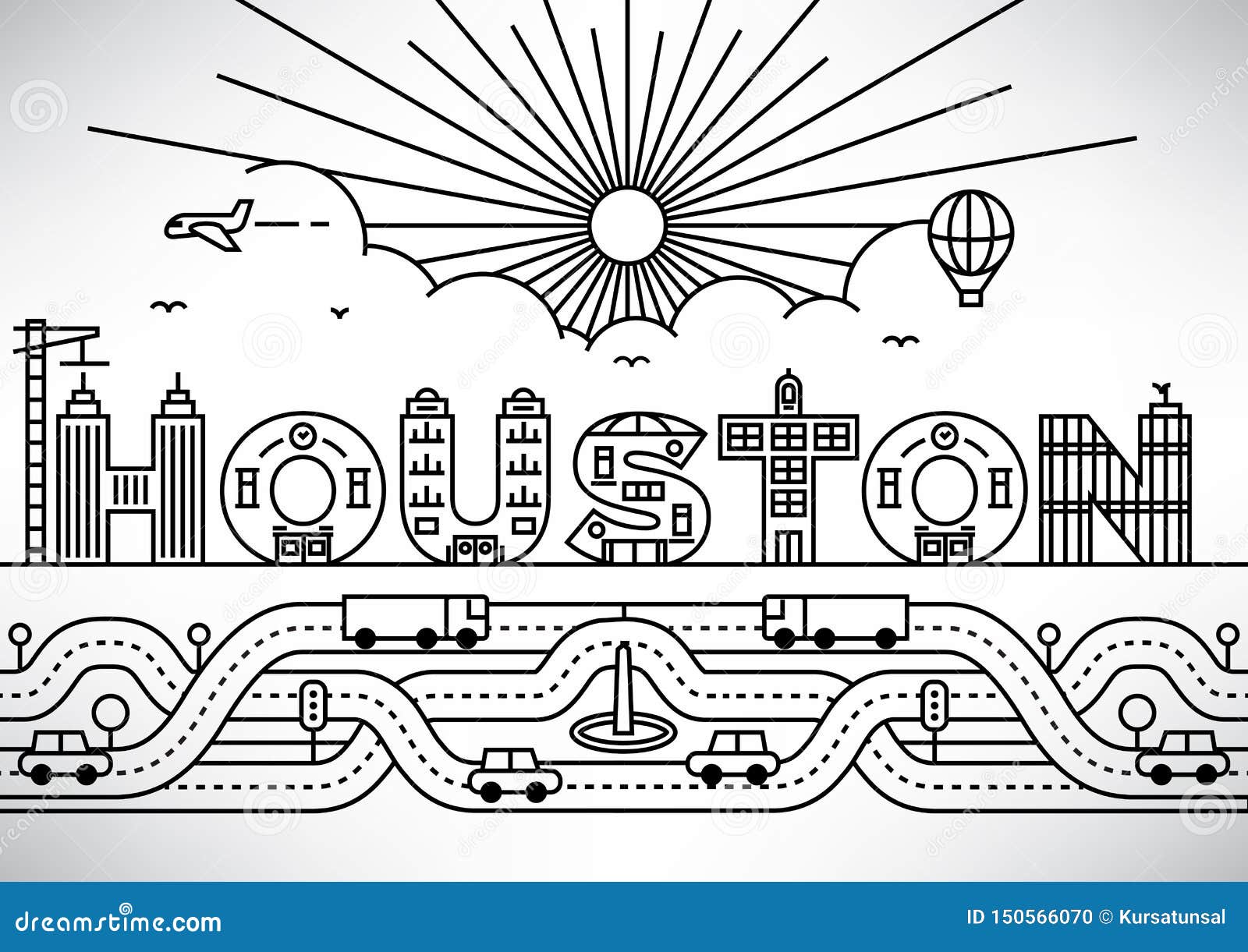 Houston City Typography Design Con Las Letras Constructivas Stock de ...