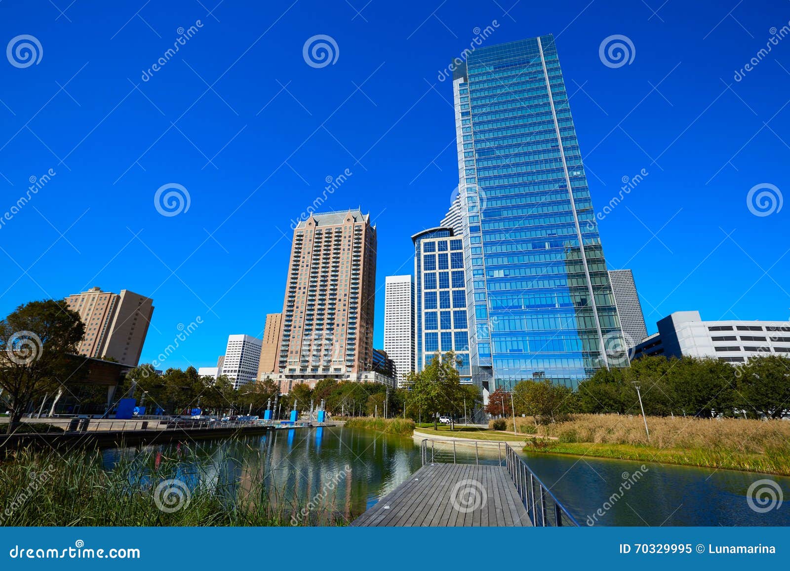 Houston Discovery Green Park in Downtown Stock Image - Image of ...