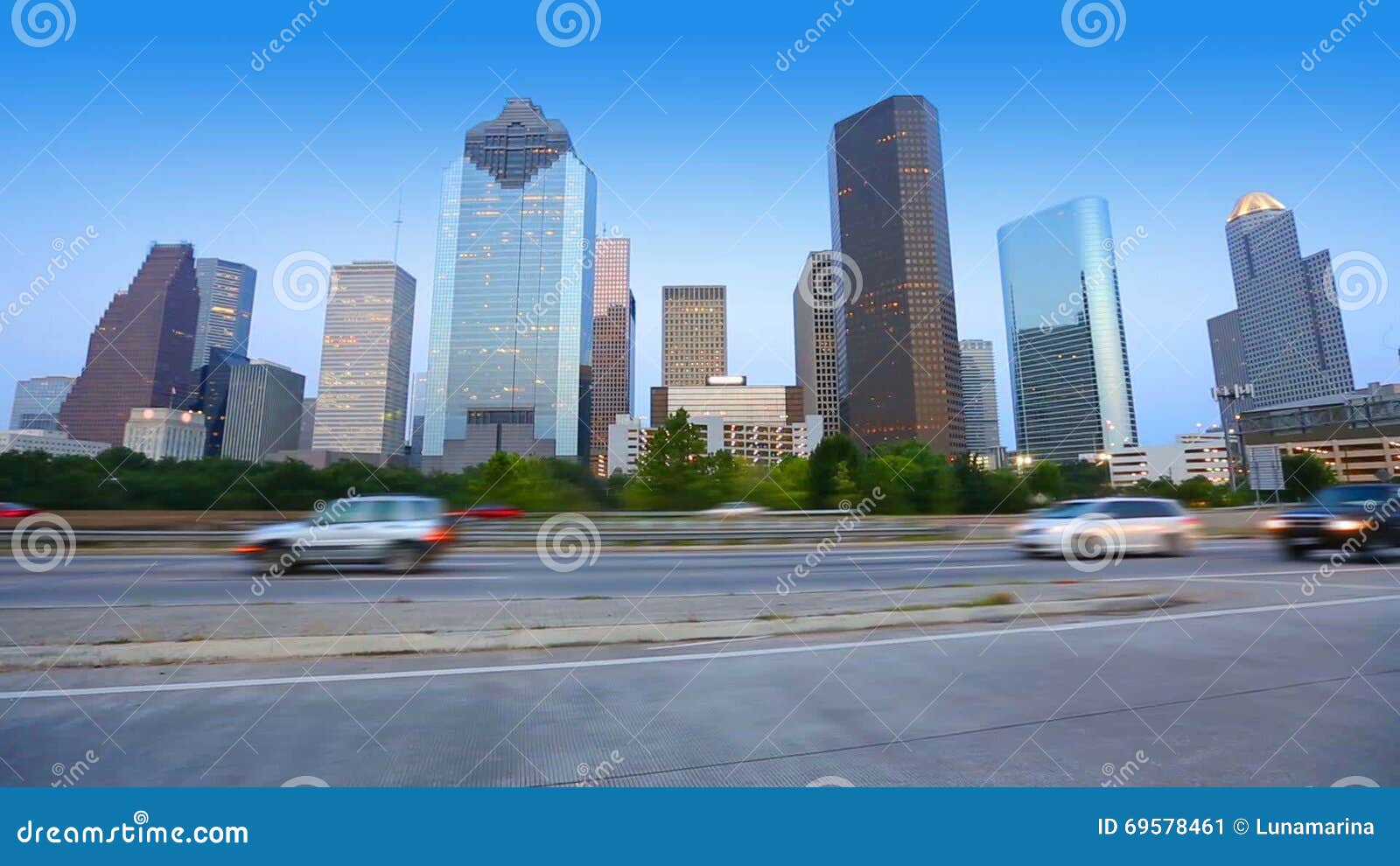 Houston Downtown Skyline with Traffic at in Texas Stock Video - Video ...