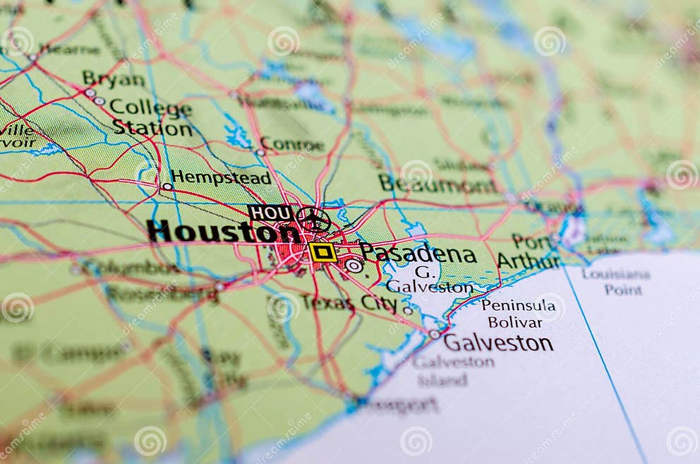 Houston en mapa imagen de archivo. Imagen de largest - 114077915