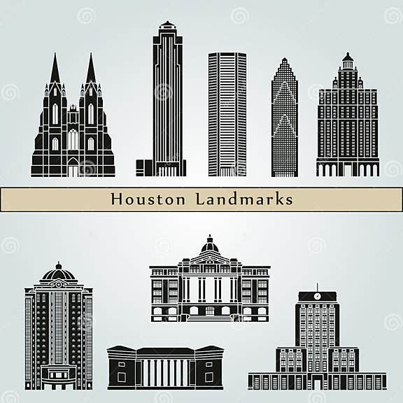 Houston landmarks stock vector. Illustration of destination - 101084288