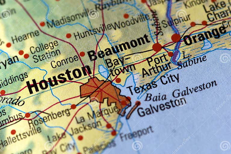 Houston on the map stock image. Image of detail, country - 11581755