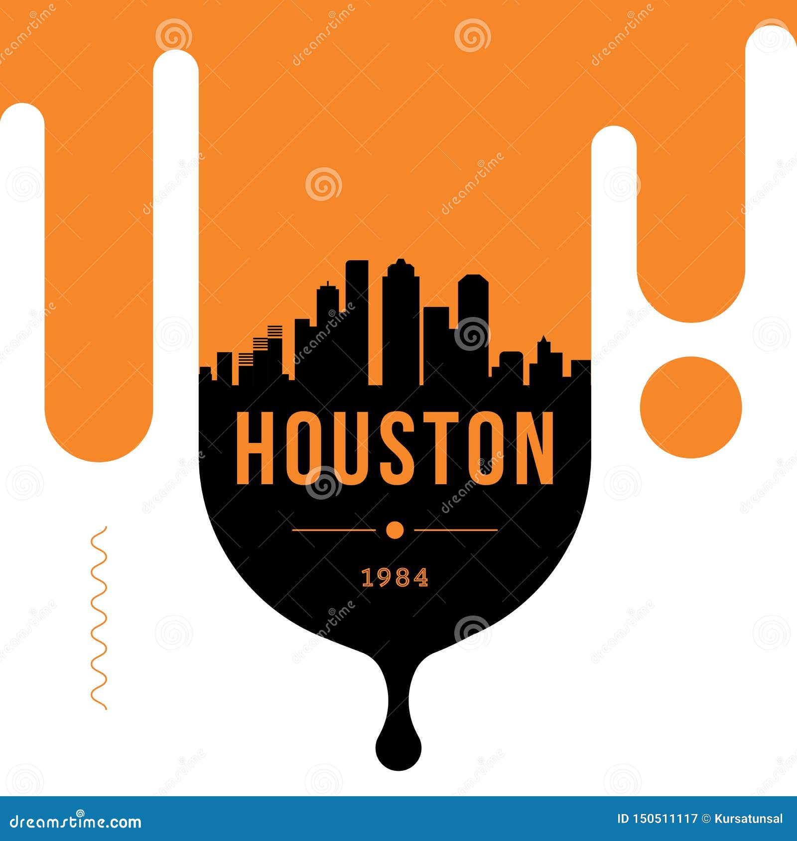 Houston Modern Web Banner Design with Vector Skyline Stock Illustration ...
