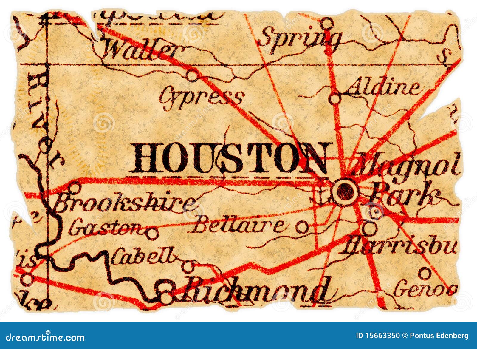 Houston old map stock photo. Image of retro, paper, city - 15663350