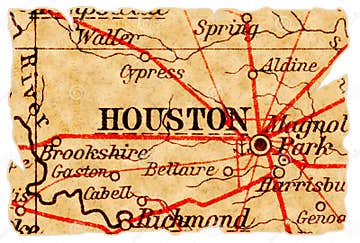 Houston old map stock photo. Image of retro, paper, city - 15663350