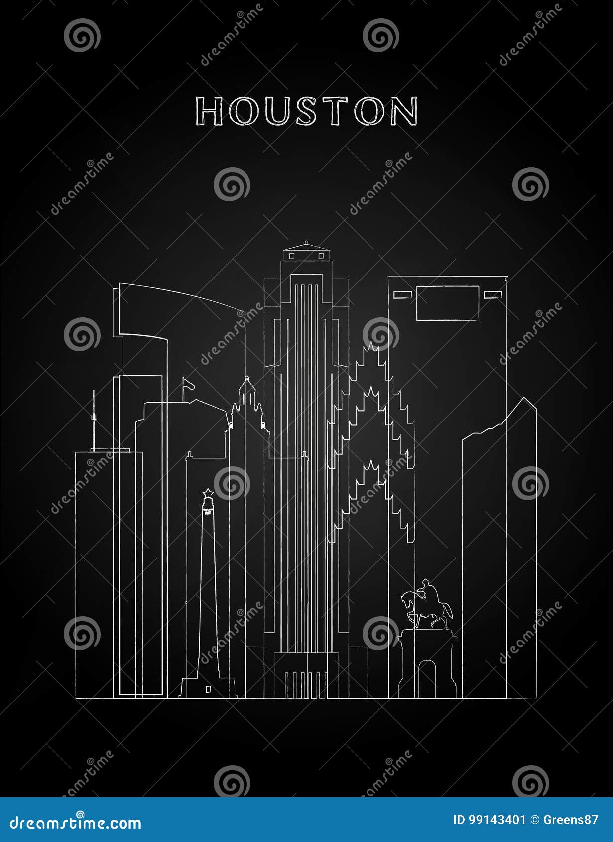 Houston Skyline Line Drawing Stock Illustrations – 28 Houston Skyline ...