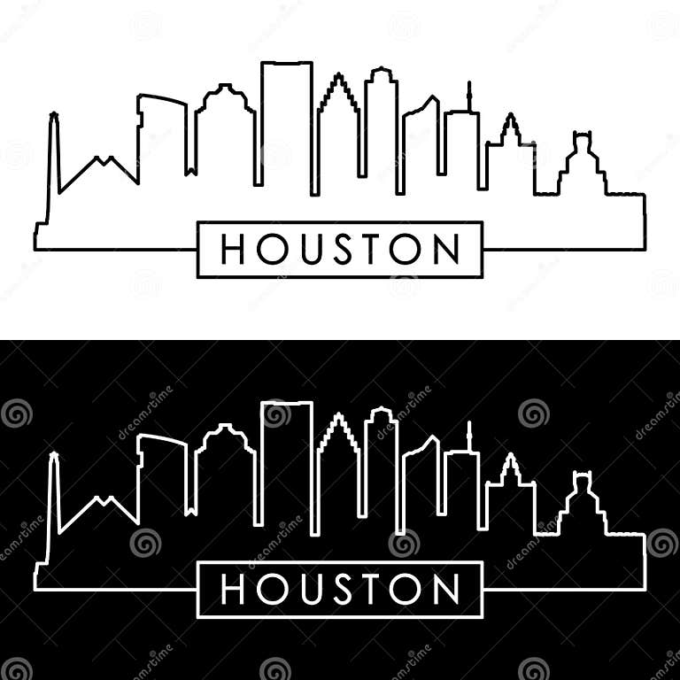 Houston Skyline Estilo Linear Ilustração do Vetor - Ilustração de ...