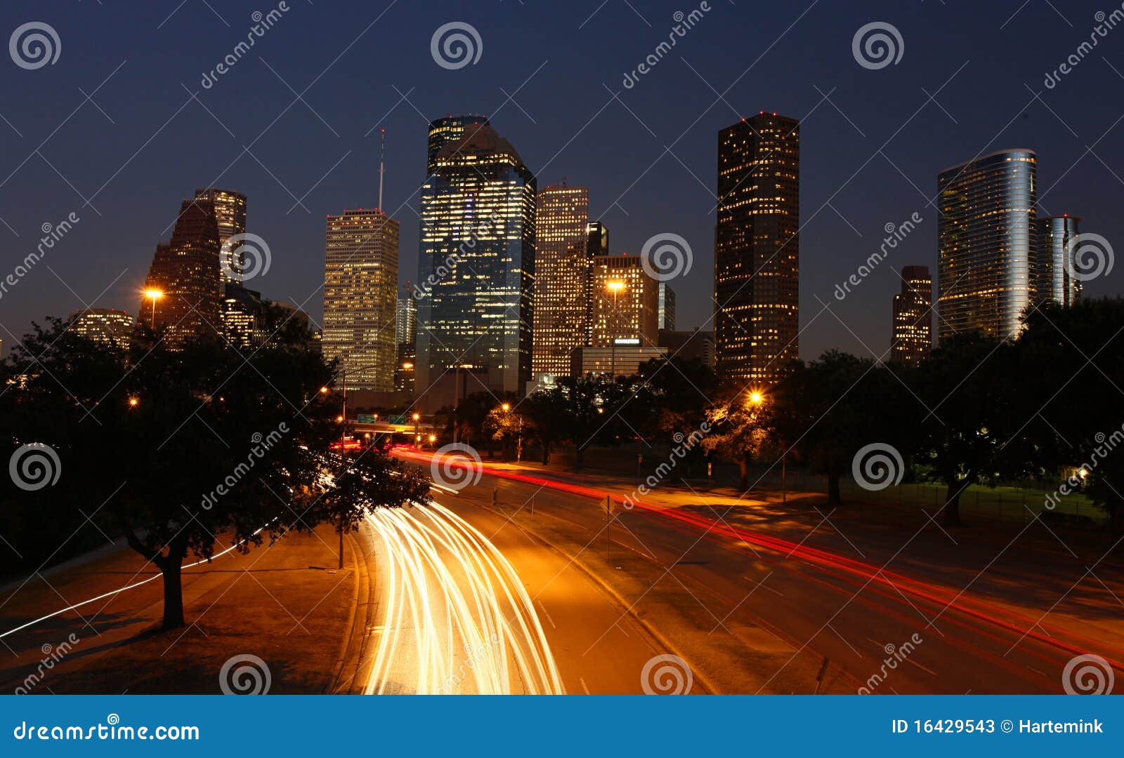 Houston Skyline at Night stock image. Image of breakout - 16429543
