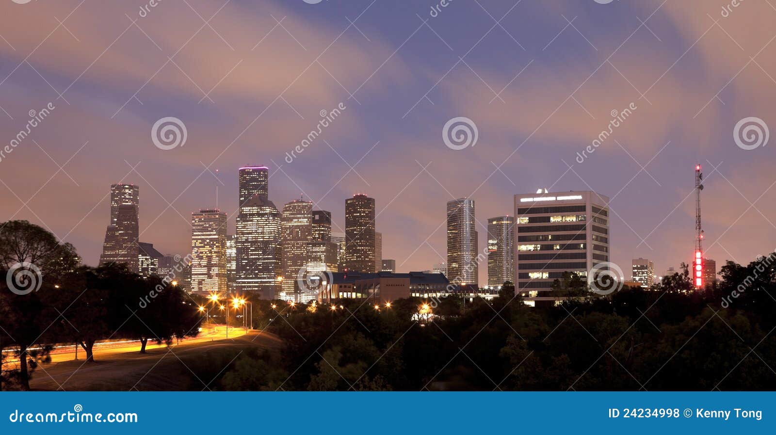 Houston Skyline at Night, Texas Stock Photo - Image of busy, capital ...