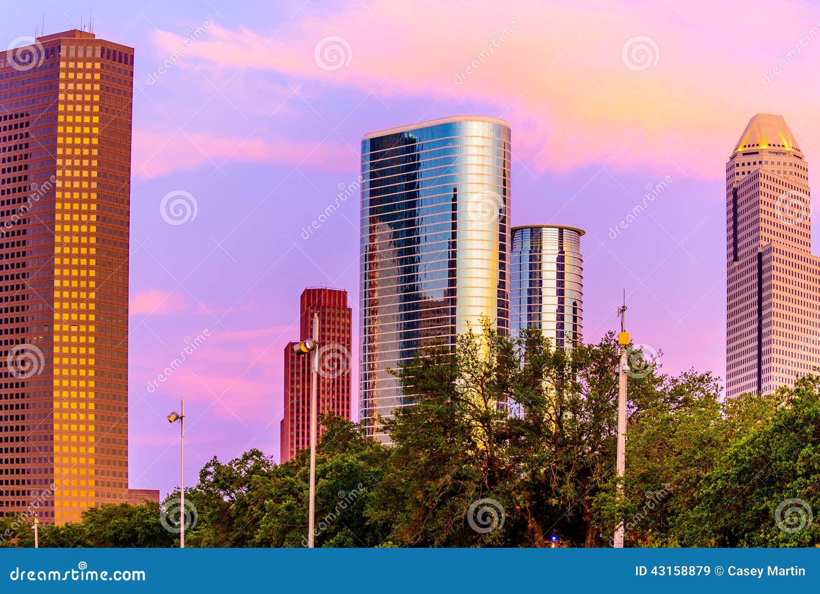 Houston skyline at sunset stock image. Image of hotel - 43158879