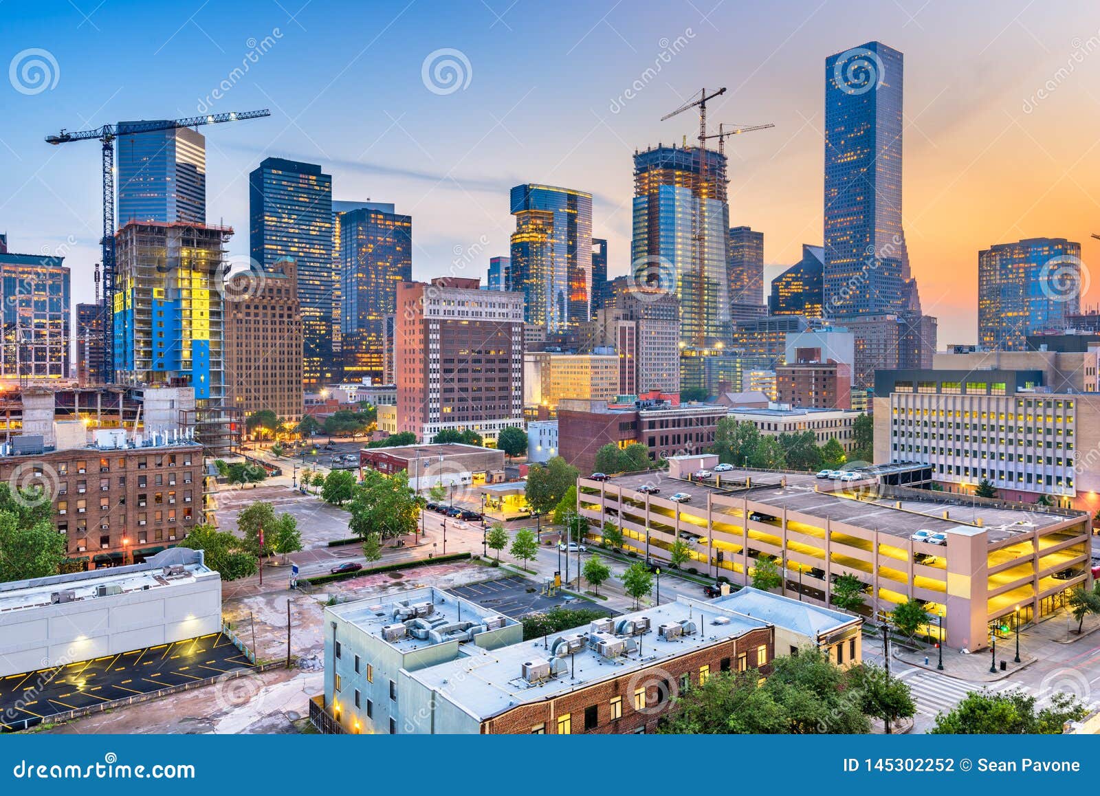 Houston, Texas, EUA, Skyline Do Centro Da Cidade Foto de Stock - Imagem ...