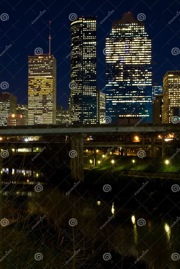 Houston Texas (night) stock image. Image of stream, reflection - 8396215